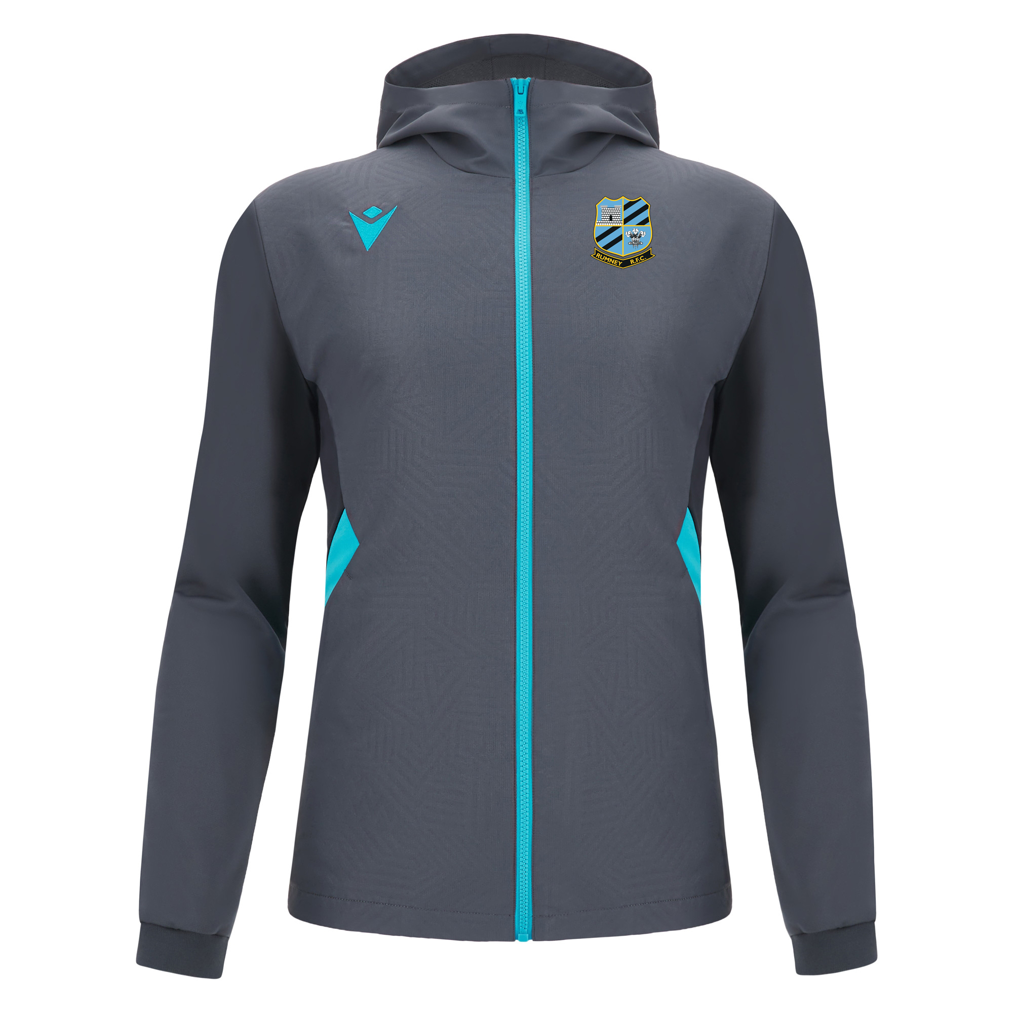 Rumney RFC - TIAMAT microfiber full zip hoody (Anthracite/Neon Blue ...